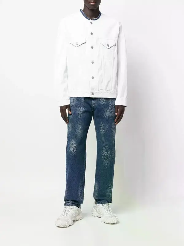 MAISON MARGIELA Cotton Cracked Effect Collarless Denim Jacket