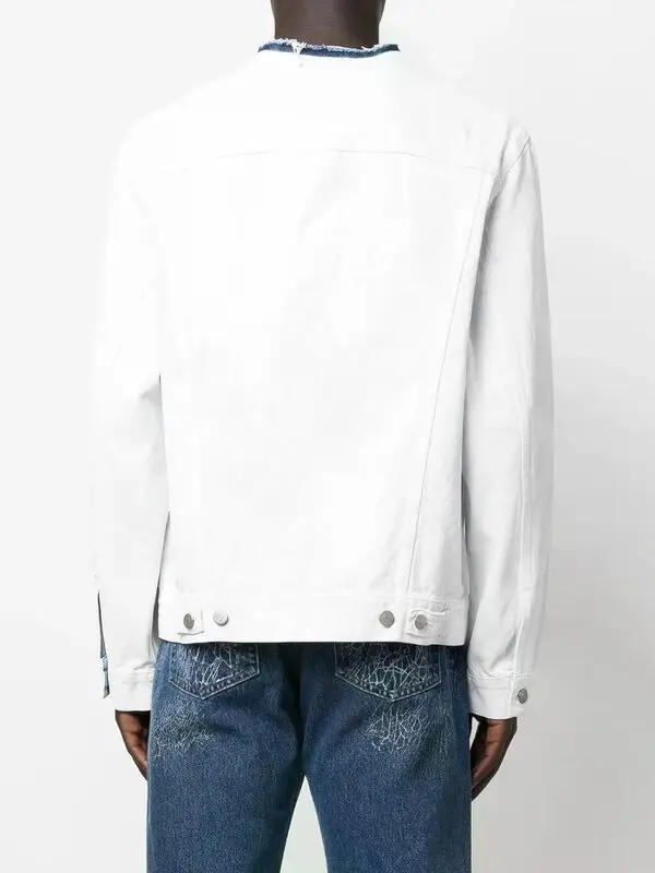 MAISON MARGIELA Cotton Cracked Effect Collarless Denim Jacket