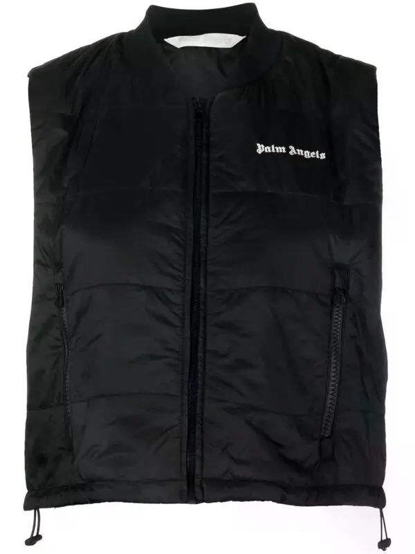 Palm Angels Logo-embroidered Cropped Gilet