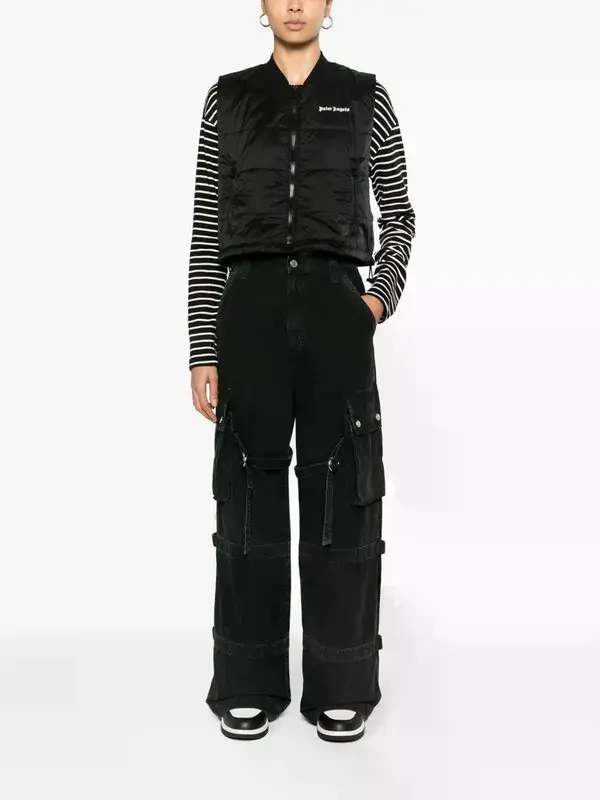 Palm Angels Logo-embroidered Cropped Gilet