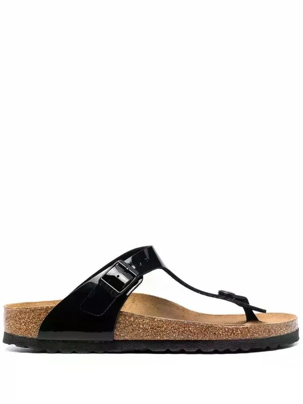 BIRKENSTOCK Gizeh Patent-leather Sandals - Black