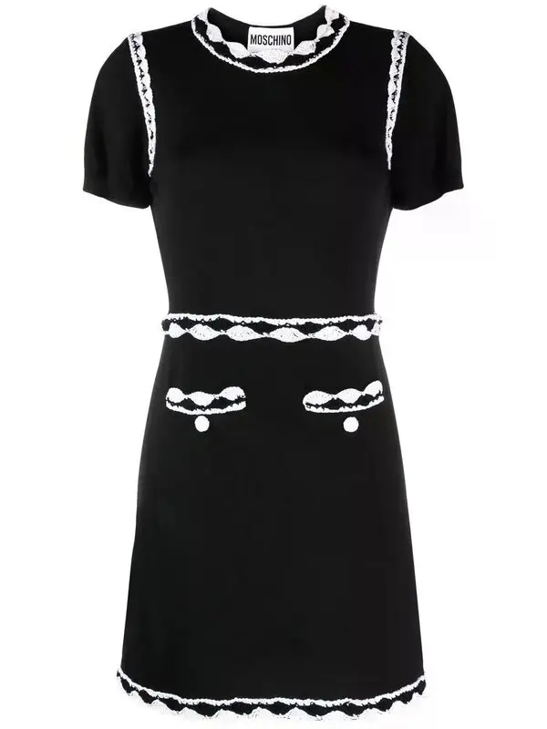 Moschino Lace-trimmed Knitted Mini Dress