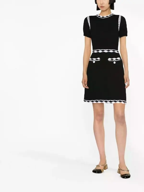 Moschino Lace-trimmed Knitted Mini Dress