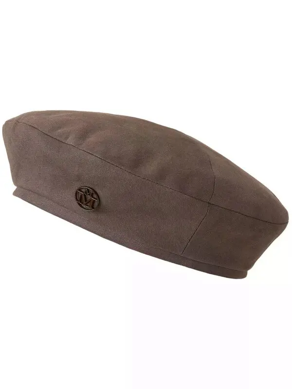 MAISON MICHEL Billy Logo-plaque Beret - Brown
