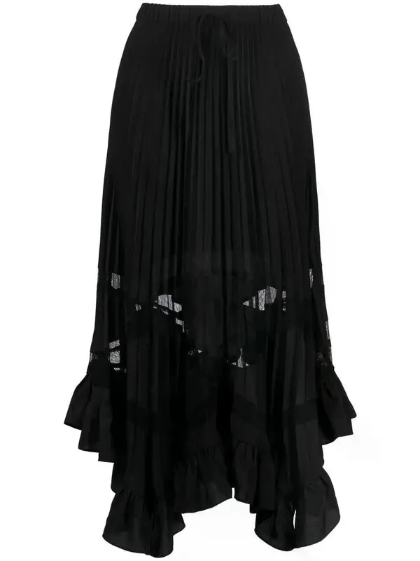 Claudie Pierlot Asymmetrical Pleated Ruffle Skirt - Black