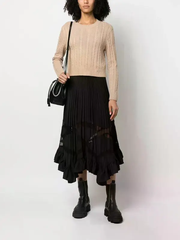 Claudie Pierlot Asymmetrical Pleated Ruffle Skirt - Black