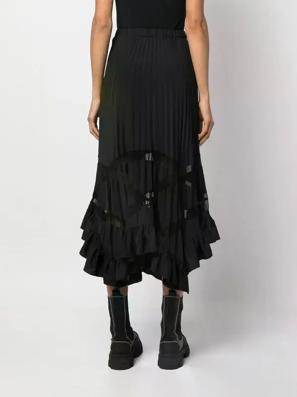 Claudie Pierlot Asymmetrical Pleated Ruffle Skirt - Black