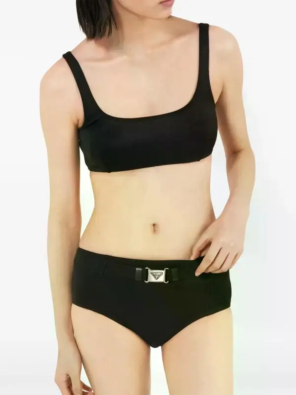 Prada Triangle-logo Belted Bikini Bottoms