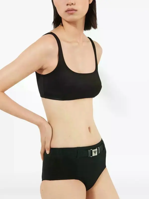 Prada Triangle-logo Belted Bikini Bottoms