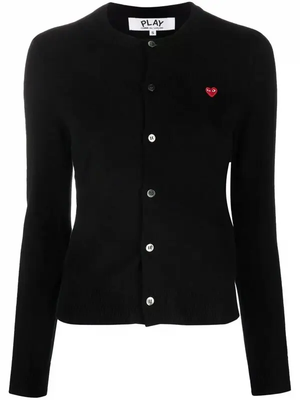 Play Comme Des Garcon Logo-patch Fine-knit Cardigan
