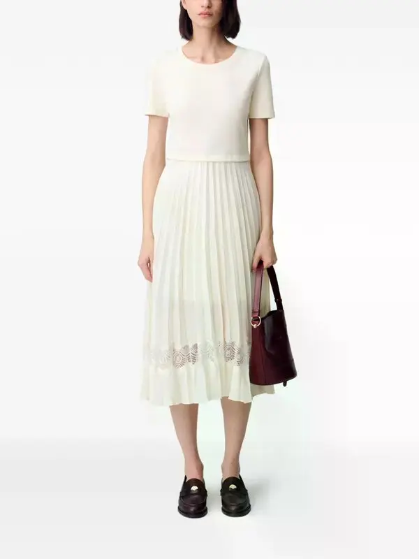 Claudie Pierlot Two-tone Lace Trimmed Midi Dress