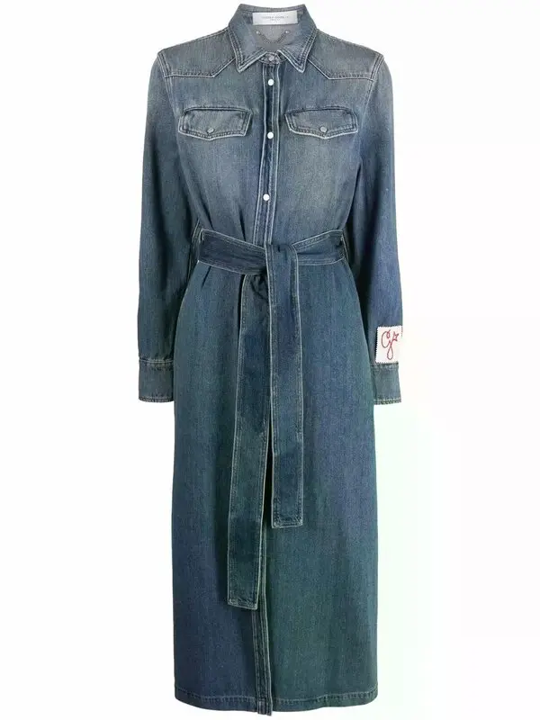 GOLDEN GOOSE Logo-patch Long-sleeve Denim Shirt Dress