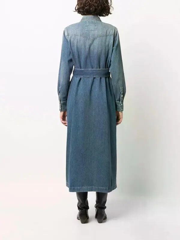 GOLDEN GOOSE Logo-patch Long-sleeve Denim Shirt Dress