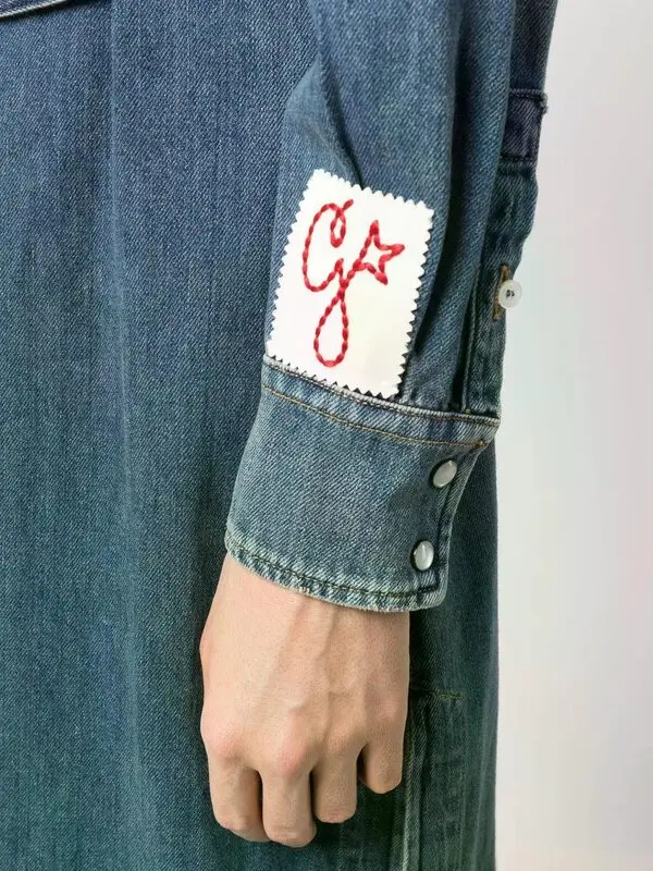 GOLDEN GOOSE Logo-patch Long-sleeve Denim Shirt Dress