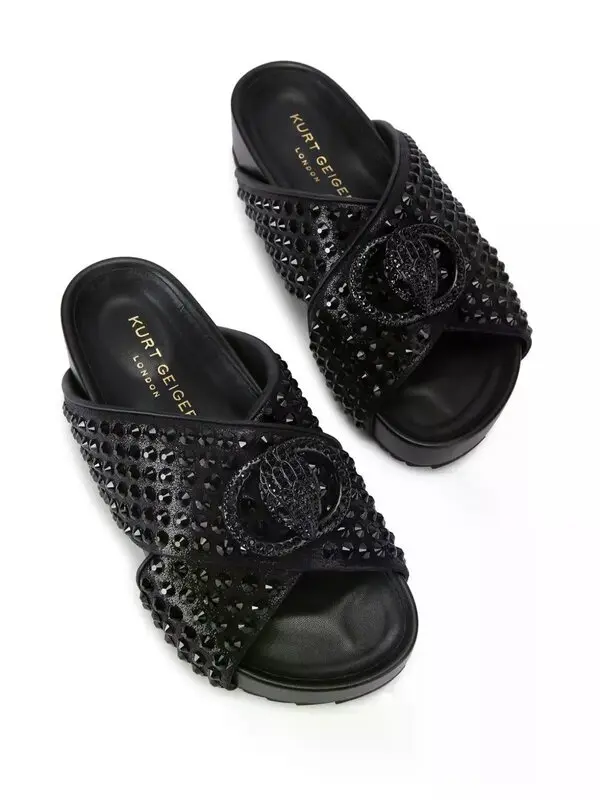 Kurt Geiger Chelsea Embellished Platform Slides - Black