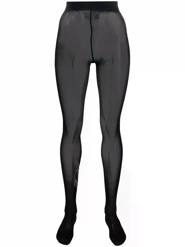 Philipp Plein Signature Stripe Crystal-embellished Tights - Black