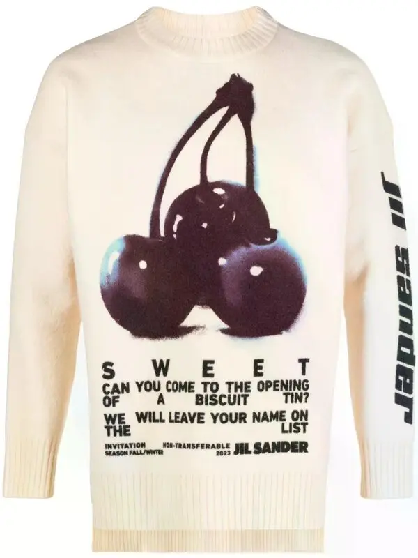 JIL SANDER Logo-print Wool Jumper - Neutrals