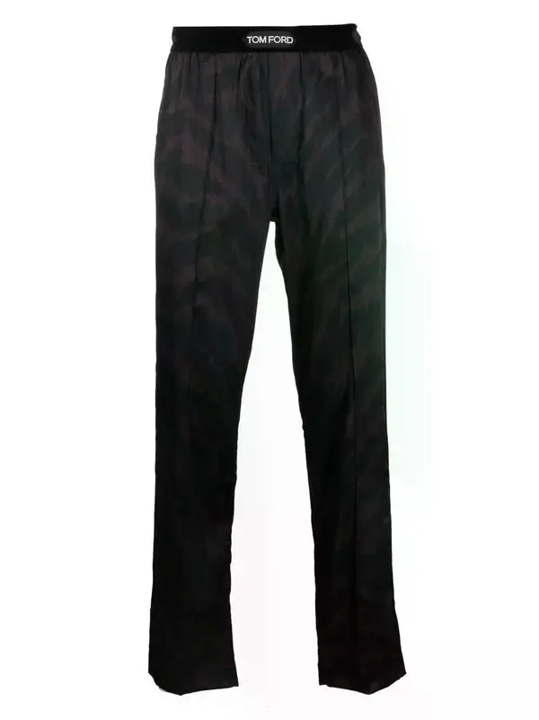TOM FORD Patterned Logo-waistband Pyjama Trousers - Black
