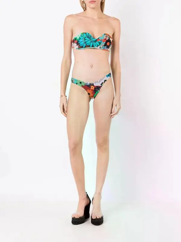 AMIR SLAMA Floral-print Bandeau Bikini