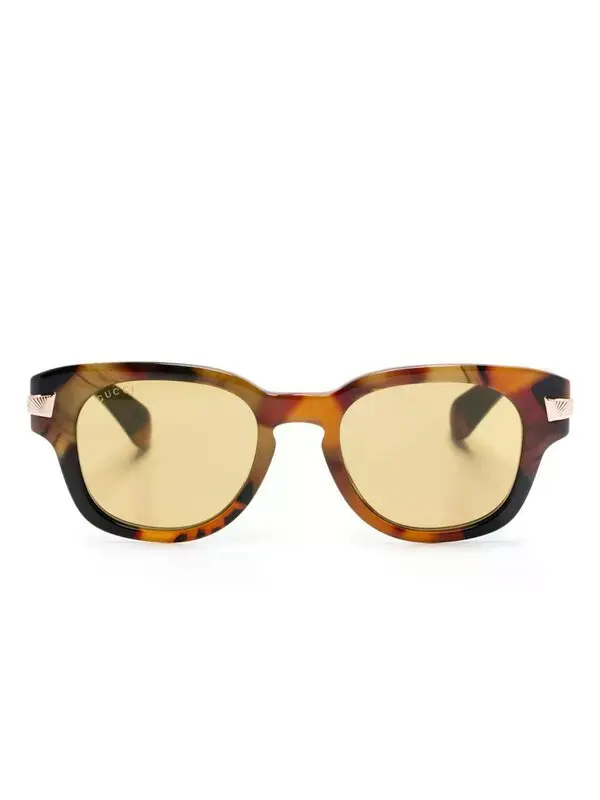 Gucci Tortoiseshell Effect Square Frame Sunglasses - Brown