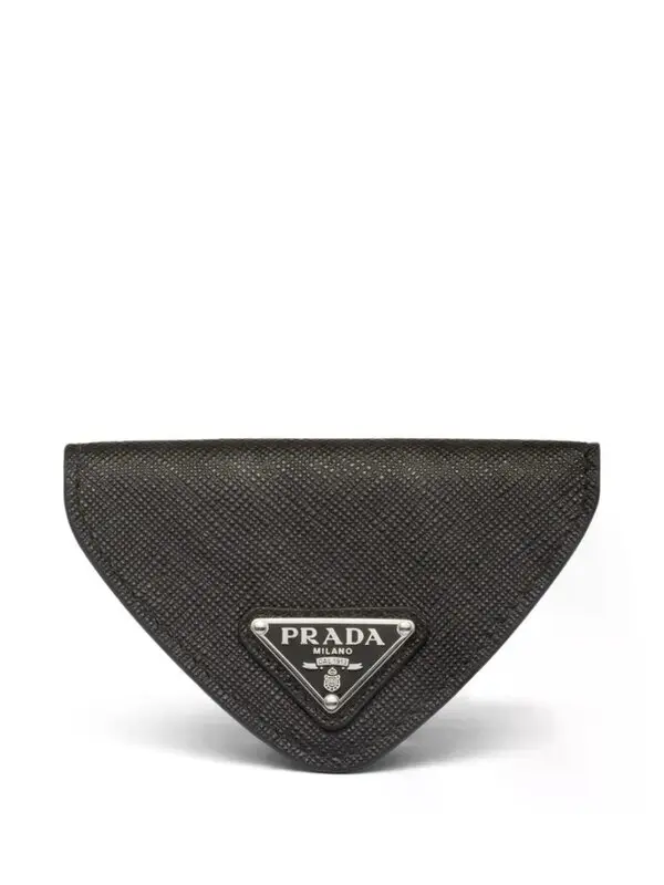 Prada Saffiano Logo-plaque Coin Wallet - Black
