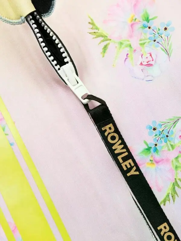 Cynthia Rowley Striped Floral-print Long Sleeve Swimsuit