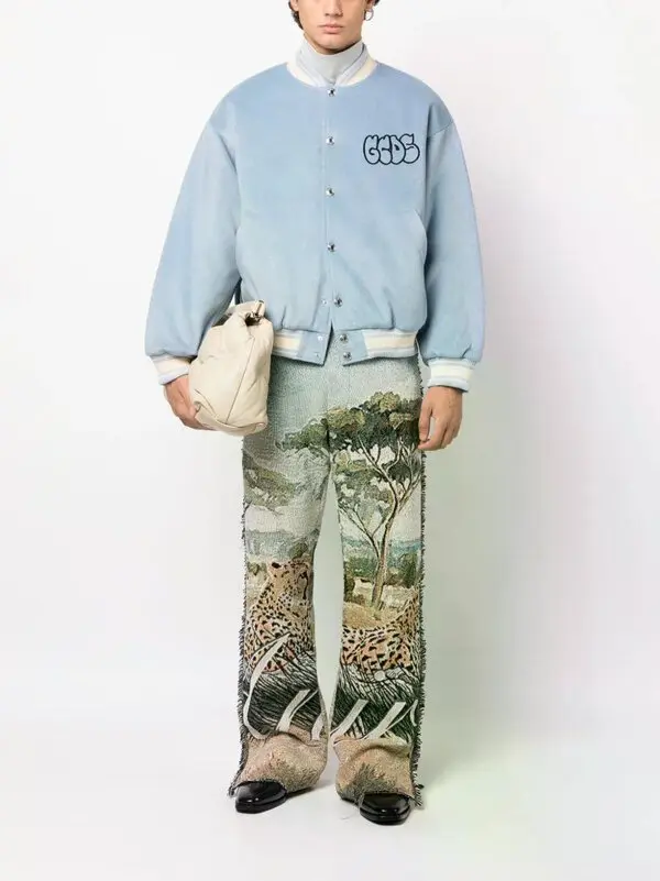 Gcds Varsity Bomber Jacket With Graffiti Logo