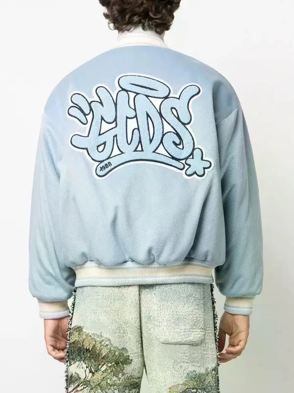 Gcds Varsity Bomber Jacket With Graffiti Logo