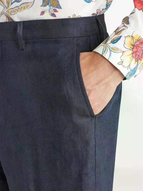 Etro Pressed-crease Linen Bermuda Shorts