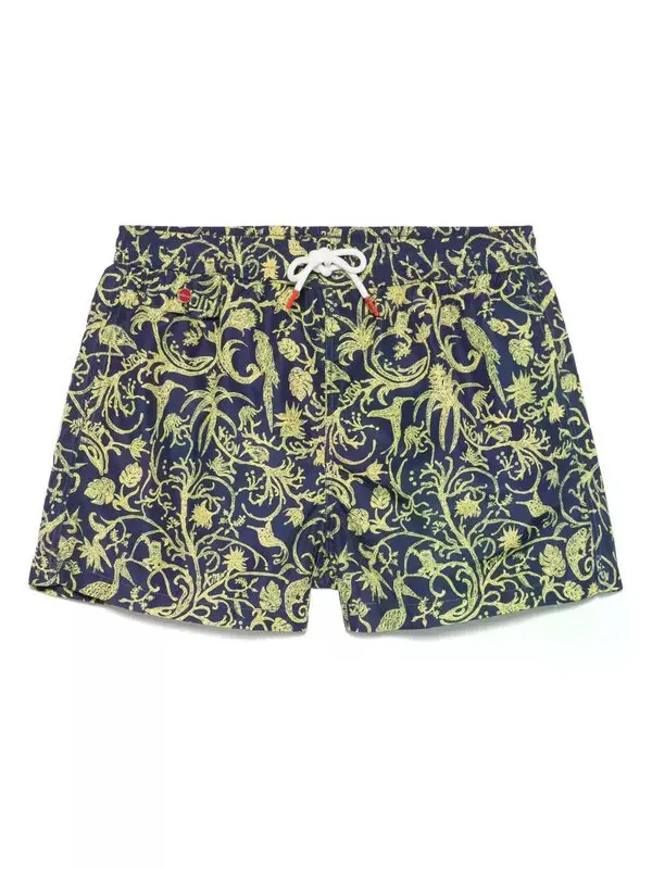 Kiton Abstract-pattern Print Swim Shorts - Blue