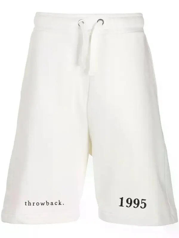 THROWBACK. Logo Embroidered Track Shorts - White