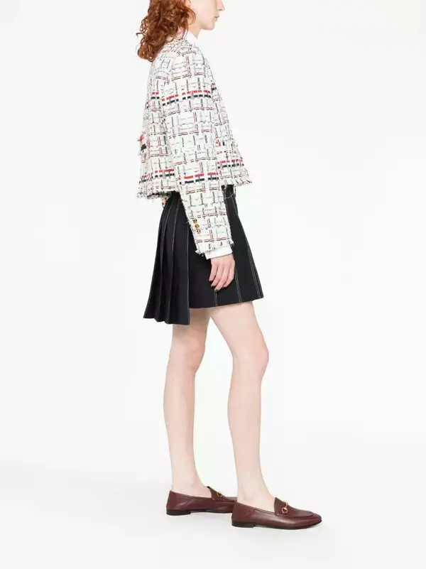 Thom Browne Deconstructed Tweed Jacket With Rwb Stripe