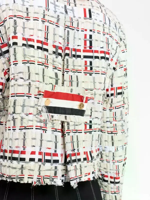 Thom Browne Deconstructed Tweed Jacket With Rwb Stripe