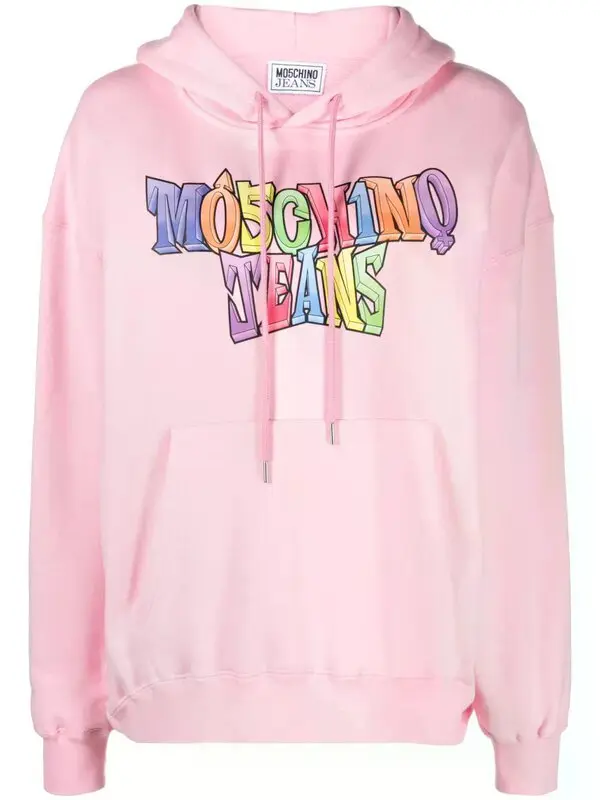 Moschino Logo-print Cotton Hoodie - Pink