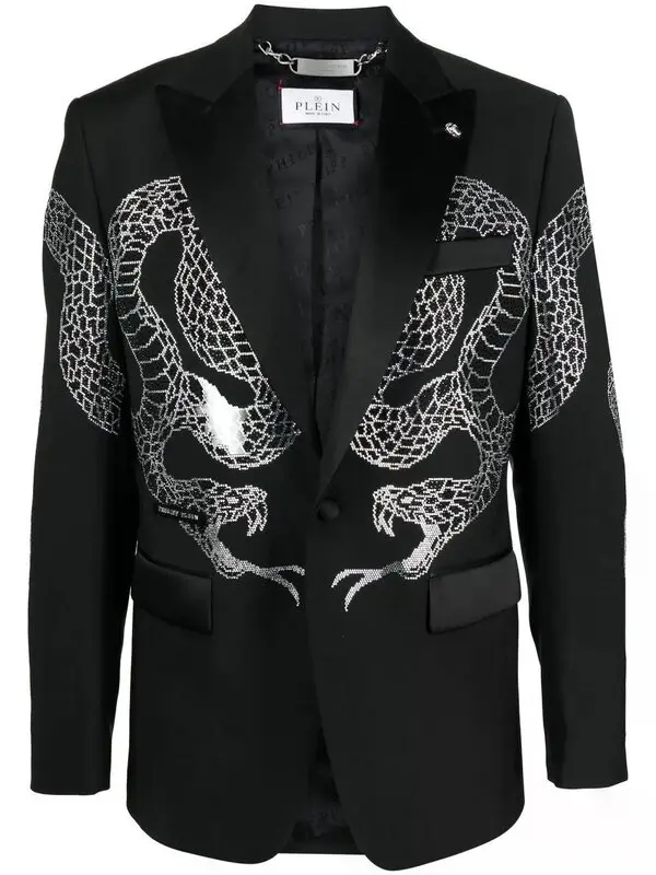 Philipp Plein Crystal-embellished Single-breasted Blazer - Black