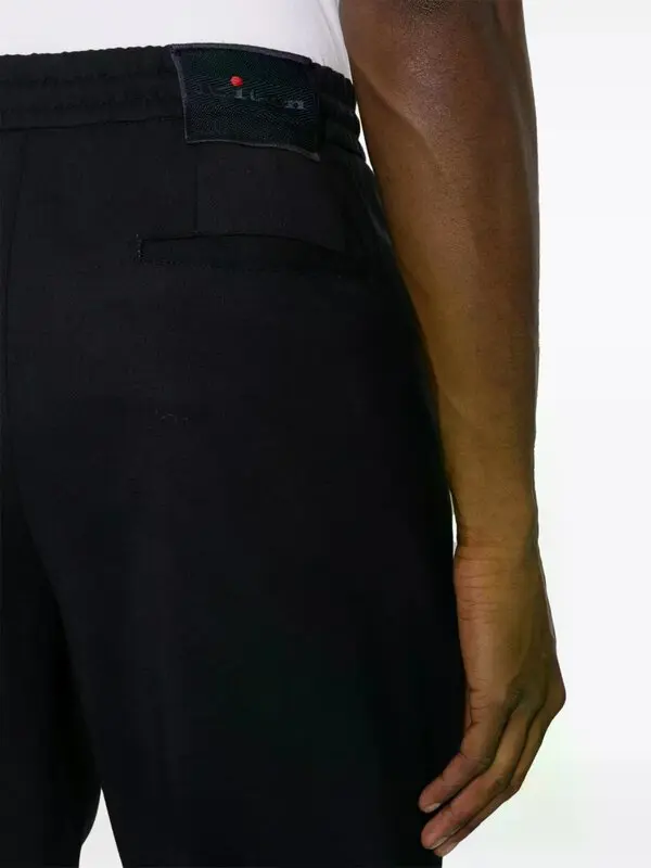 Kiton Logo Patch Cotton Tapered Trousers