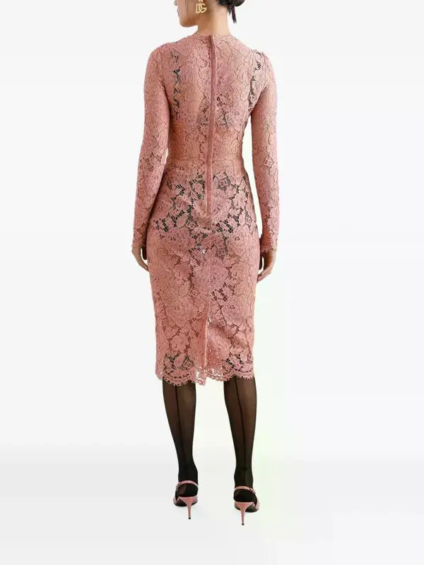 Dolce & Gabbana Lace Midi Dress - Pink