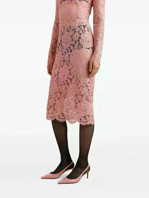 Dolce & Gabbana Lace Midi Dress - Pink