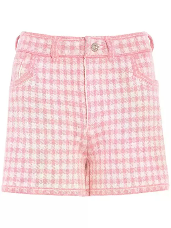 BARRIE Gingham-check Cashmere-blend Shorts