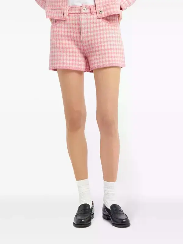 BARRIE Gingham-check Cashmere-blend Shorts