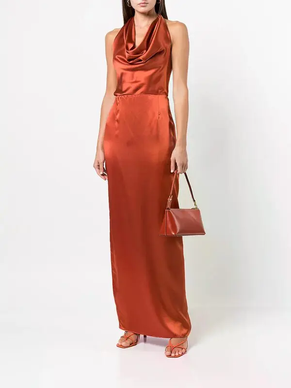 Voz Convertible Halterneck Silk Dress - Red