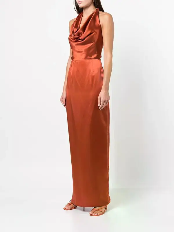 Voz Convertible Halterneck Silk Dress - Red