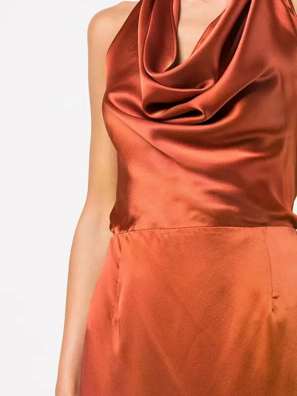 Voz Convertible Halterneck Silk Dress - Red