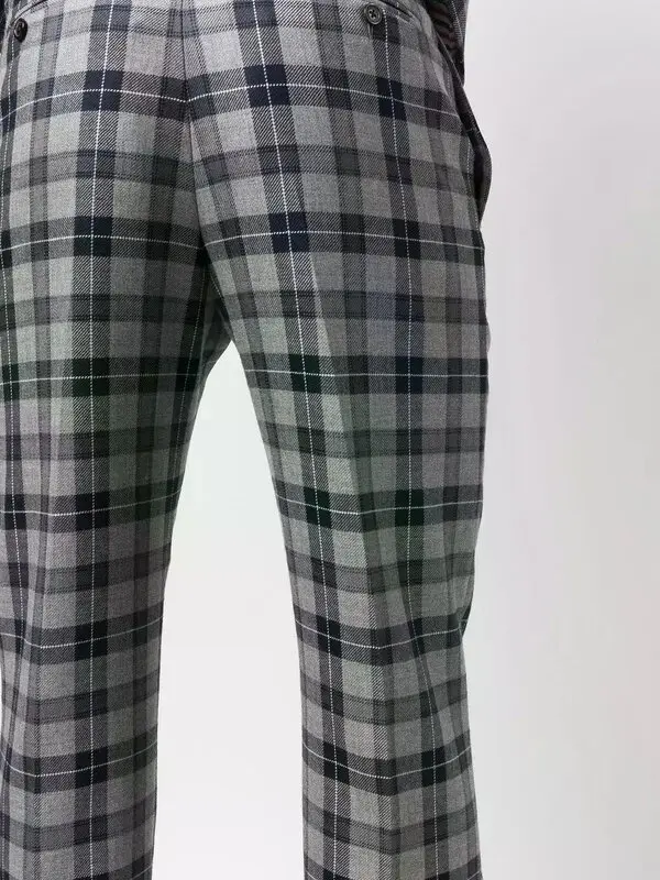 Thom Browne Tartan Cropped Tailored Trousers - Grey