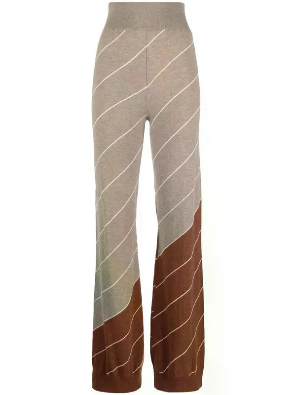 Stella McCartney Diagonal-stripe Wool Flared Trousers
