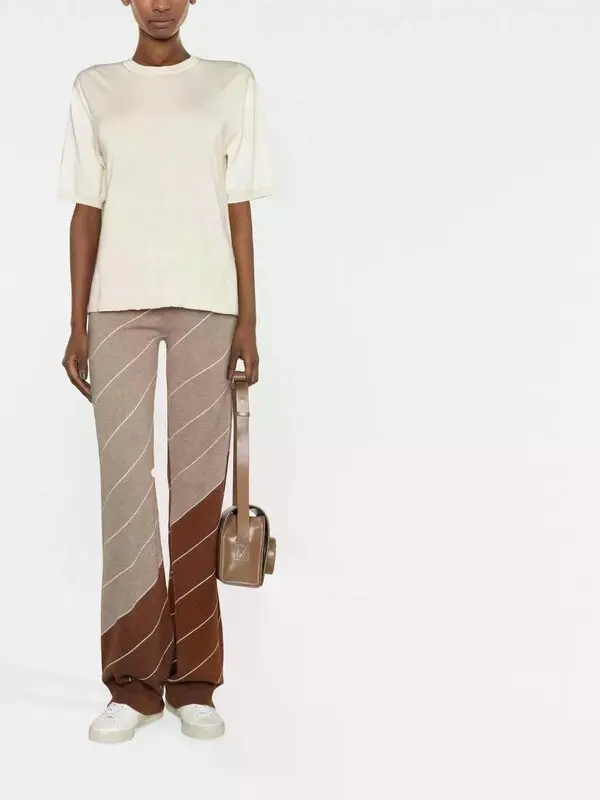 Stella McCartney Diagonal-stripe Wool Flared Trousers