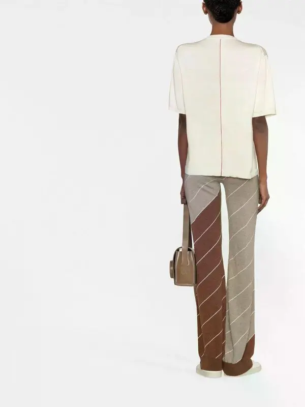 Stella McCartney Diagonal-stripe Wool Flared Trousers