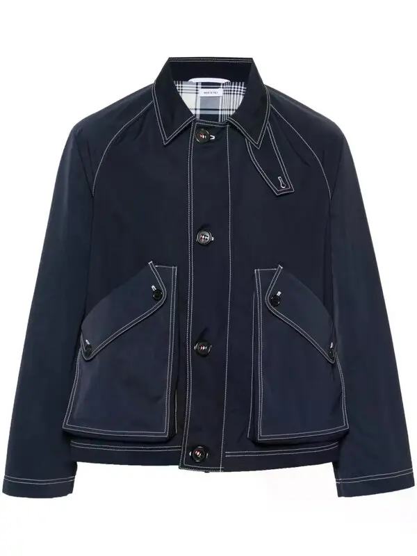 Thom Browne Contrast-stitching Raglan Jacket