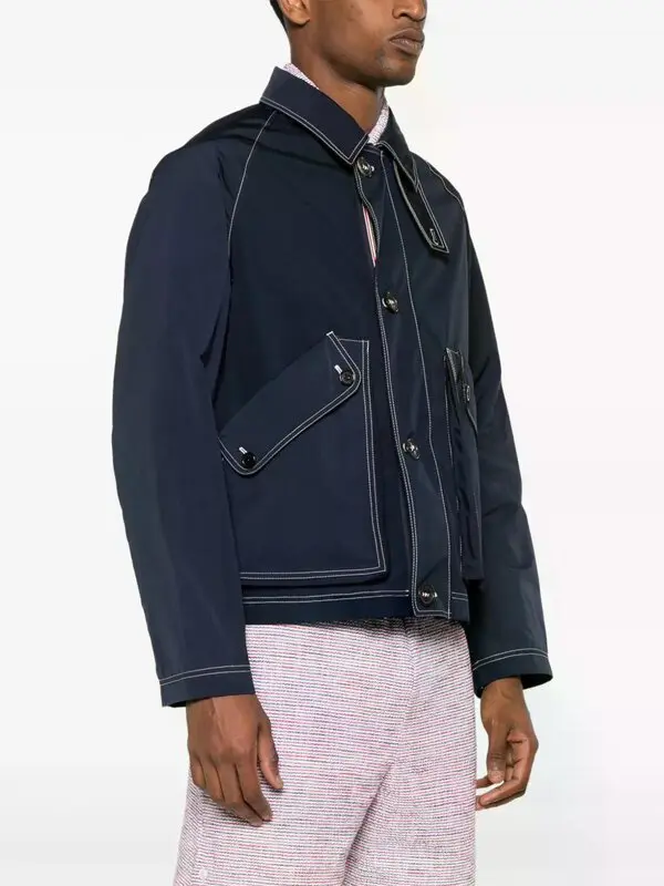 Thom Browne Contrast-stitching Raglan Jacket