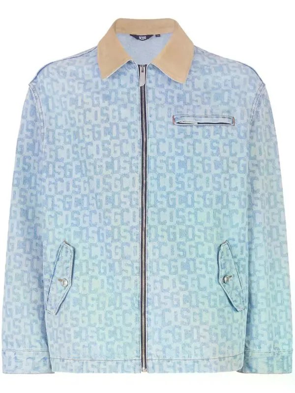 Gcds Monogram Denim Harrington Jacket - Blue